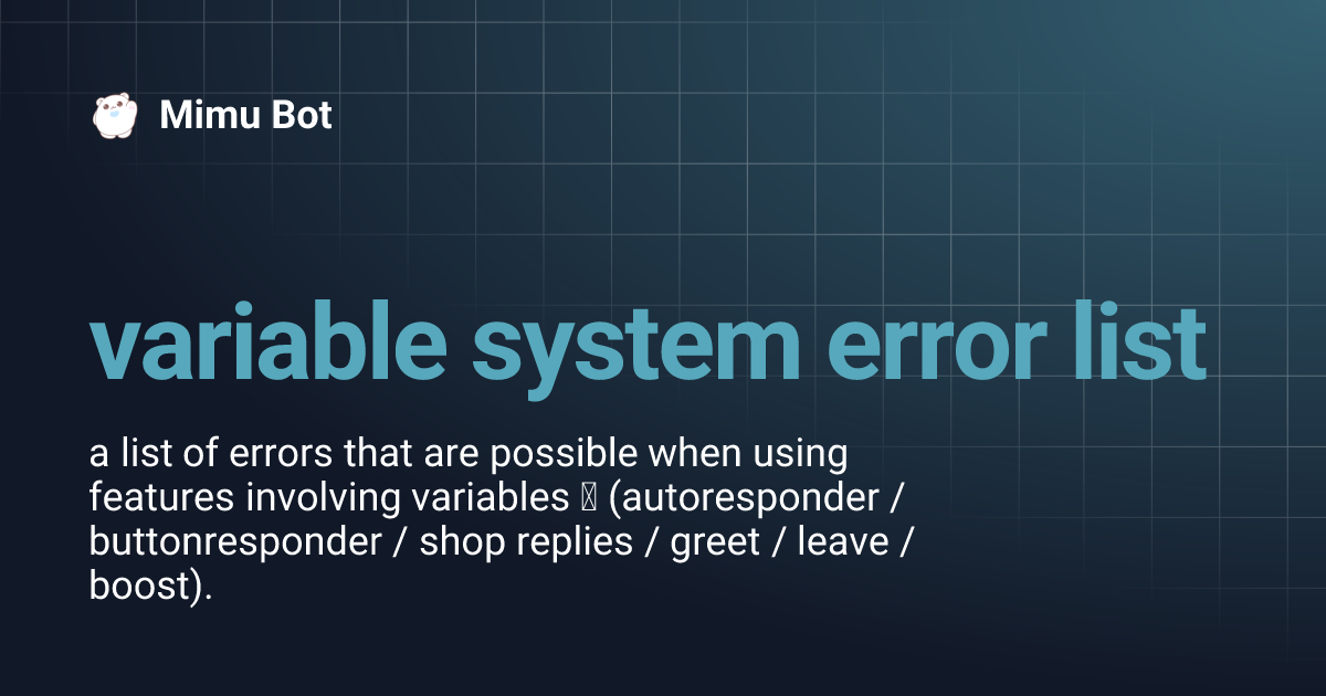 variable system error list | Mimu Bot